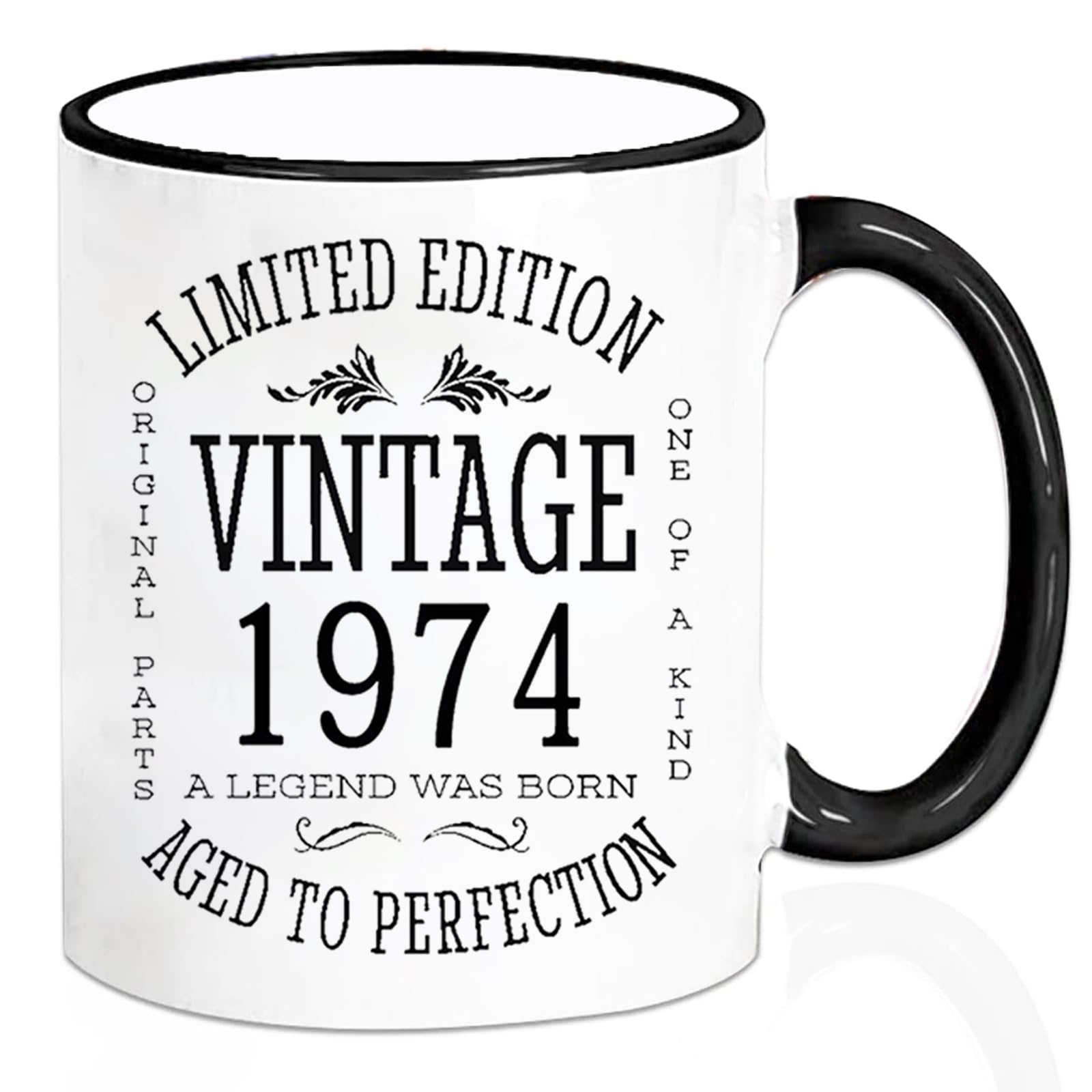 1974 50th Birthday Gifts for Women and Men Ceramic Unique Ceramic Coffee Mugs for Men and Women - Christmas Gifts for Him, Her, Husband, Wife, Mom, Dad, Family Friends, Coworker - White 11 Oz Tea Cups