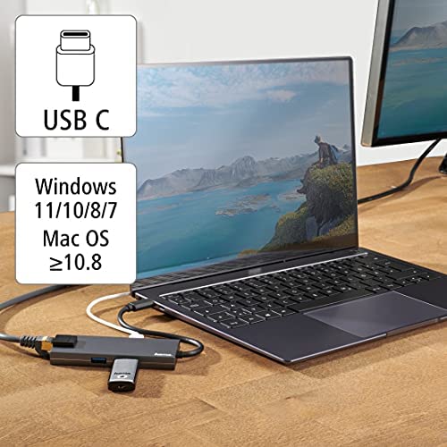 Hama USB-C Multiport, 5 Ports, HDMI+LAN