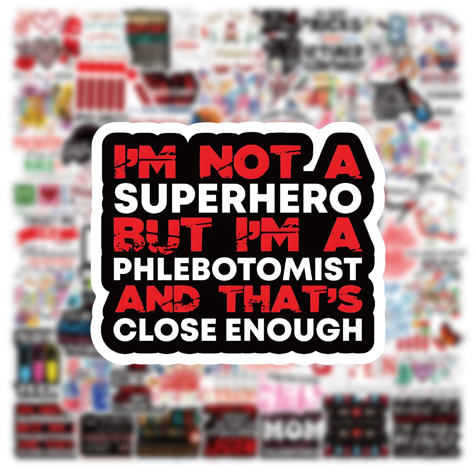 120Pcs Phlebotomy Stickers Pack, Aesthetic Vinyl Waterproof Sticker Decal for Water Bottle,Laptop,Phone,Skateboard,Helmet,Hard Hat Gifts for Kids Teens Adults for Party Supply Decorā¦