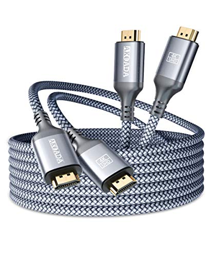 AkoaDa 2 Pack 4K HDMI Cable 16FT, 18Gbps High Speed HDMI 2.0 Nylon Braided Cable, 4K@60Hz, Ultra HD, 2K, 1080P, ARC Compatible with Roku TV, Fire TV, PC, PS5, PS4, X-Box, Monitor