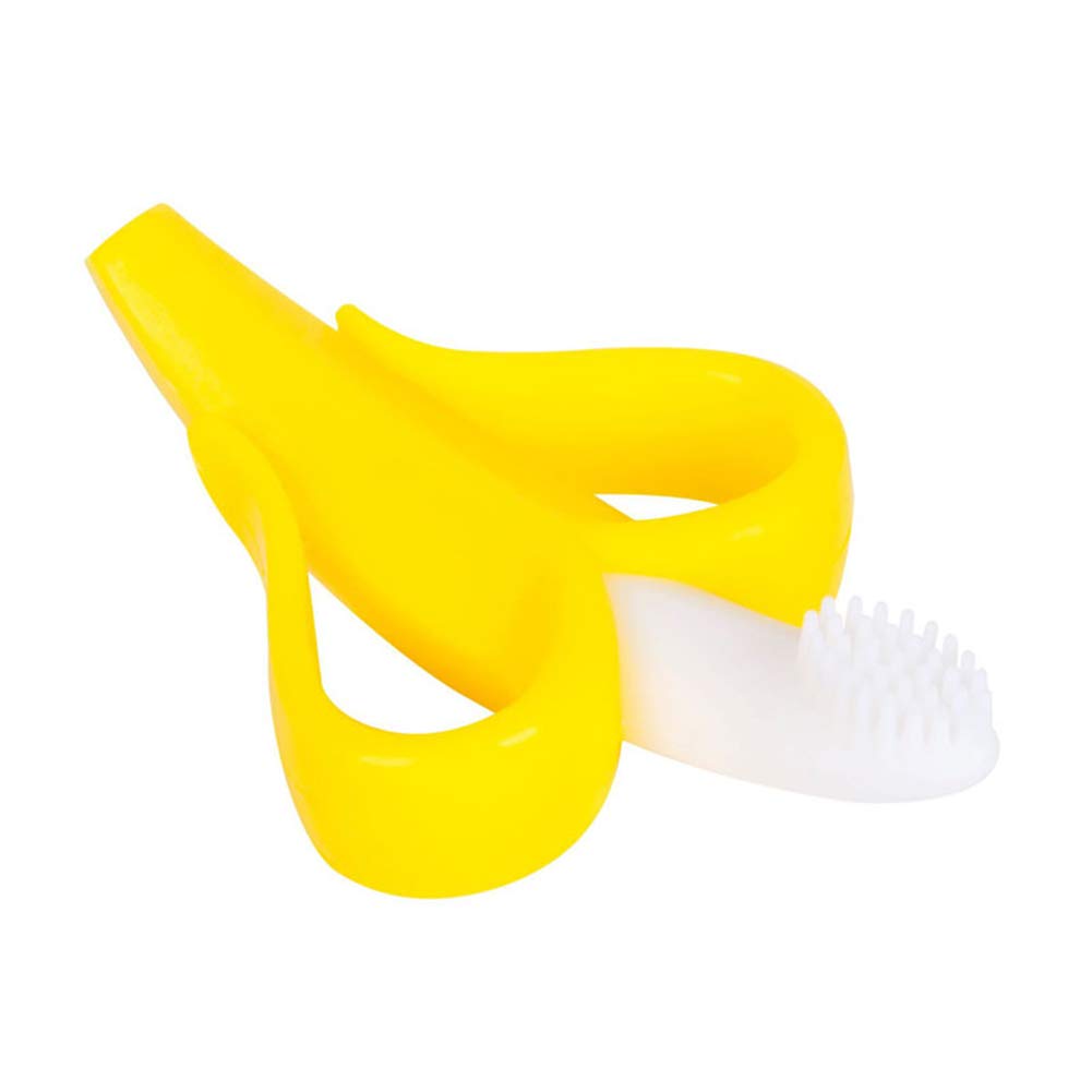 AKOAK 1 Pack Silicone Baby Toothbrush, Stereo Banana Styling Baby Training Toothbrush