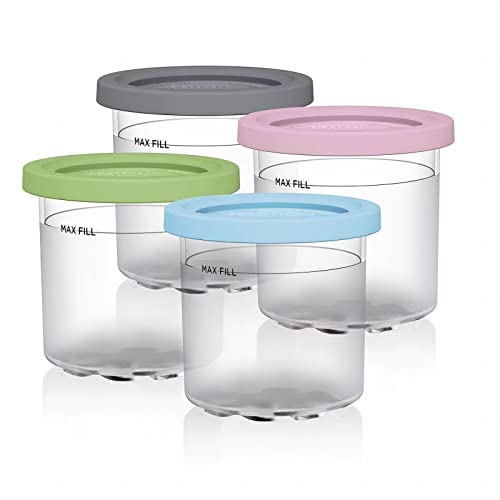 4 PCS Ice Cream Pints Containers and Lids for Ninja Creami, Ice Cream Storage Containers Compatible with NC301 NC300 NC299 Series Creami Ice Cream Makers