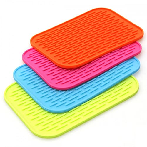 4 PCS Silicone Non-slip Mat Heat Resistant Table Placemat Kitchen Sink Dishes Cup Dry Coaster