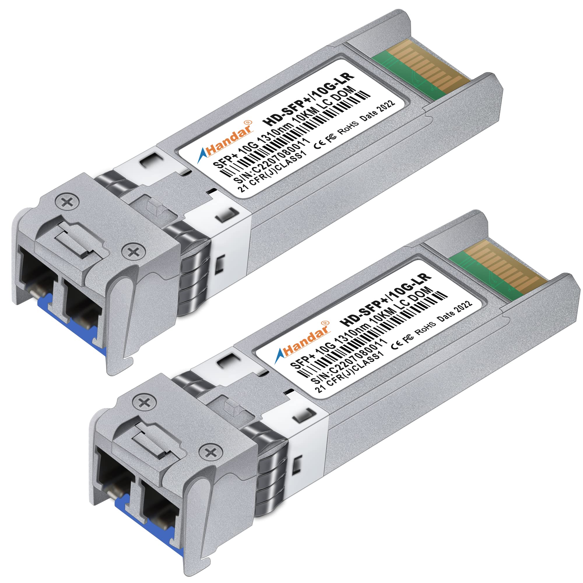 10GBase-LR SFP+ Transceiver, Handar 10GB 1310nm, Single Mode Fiber, Compatible with Cisco, Ubiquiti, UniFi UF-SM-10G and Other Open Switches, LC Interface, 10km