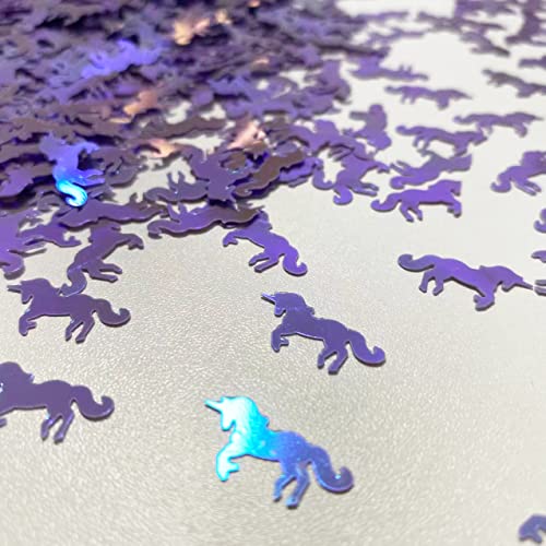 2000 Pieces Unicorn Horn Horse PVC Table Confetti for Wedding Birthday Party Decoration Celebrations Unicorn confetti, 1.9 oz(Purple)