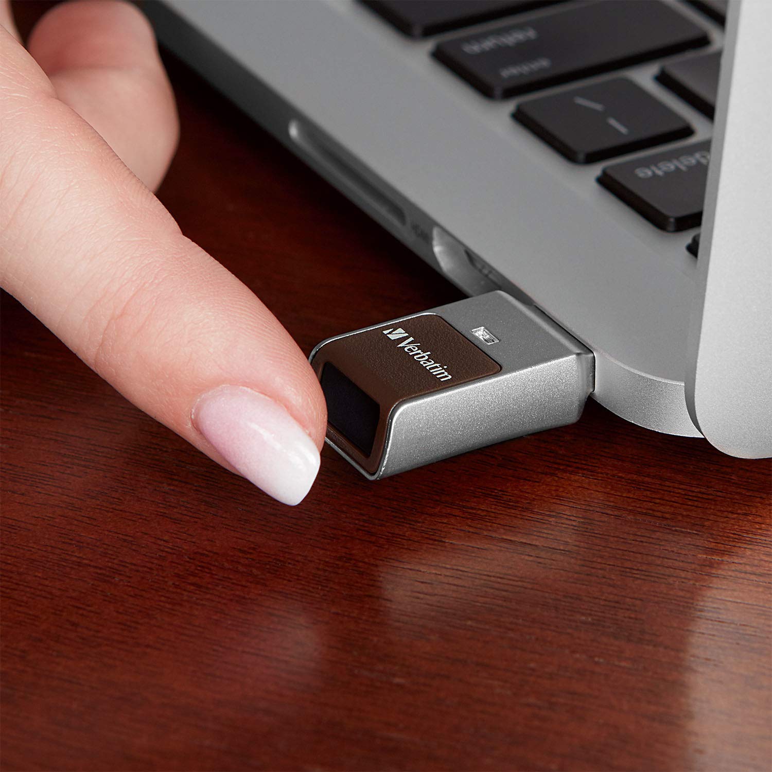128GB Fingerprint Secure USB 3.0 Flash Drive with AES 256 Hardware Encryption – Silver