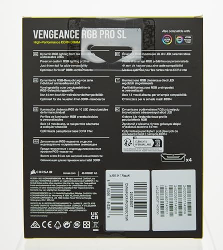 CORSAIR VENGEANCE RGB PRO SL 64GB (4x16GB) DDR4 3600 (PC4-28800) C18 1.35V - White