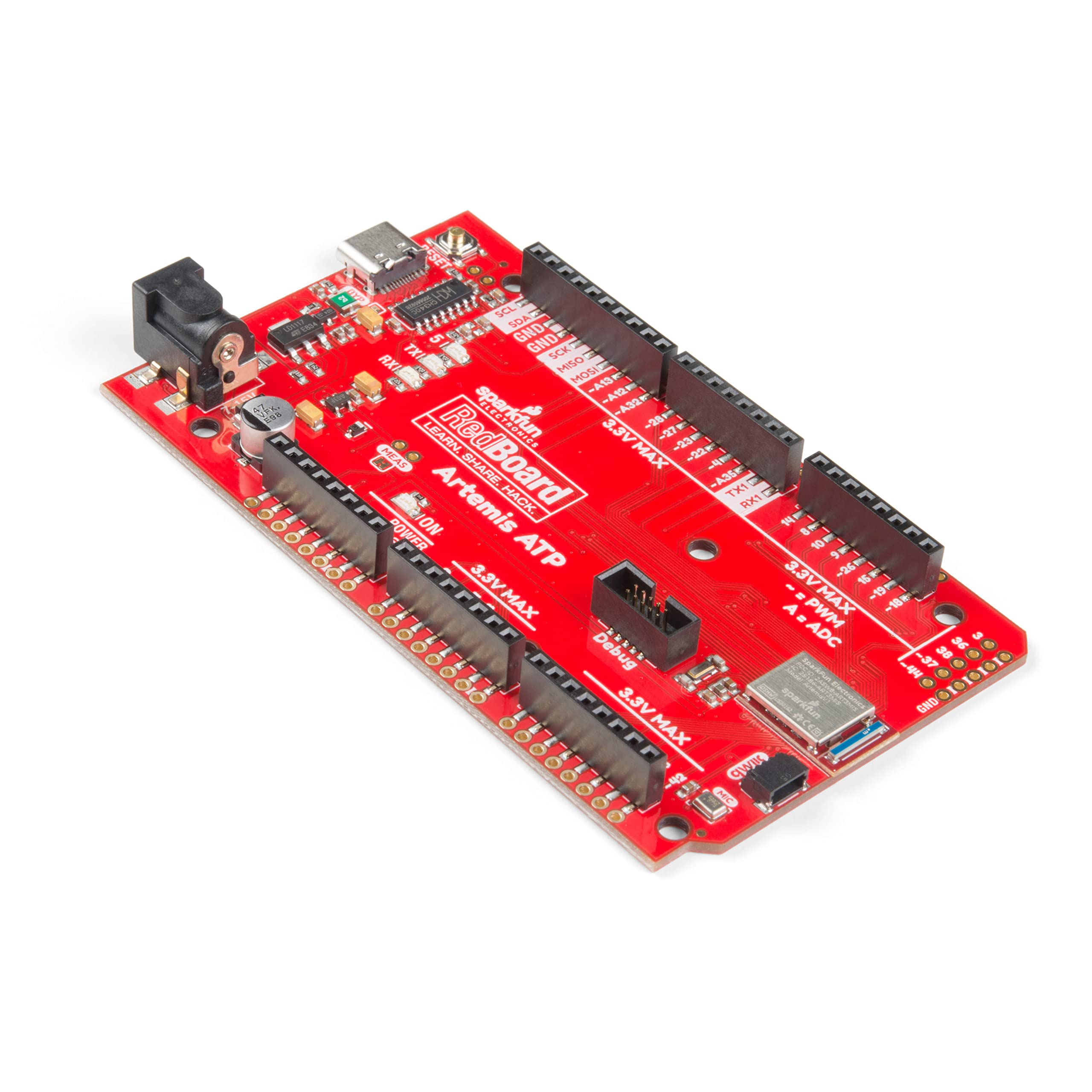 SparkFun RedBoard Artemis ATP Machine Learning Development Board Includes BLE 1 megabyte Flash USB-C Qwiic I2C MEMS Microphone Compatible with Arduino IDE platform Run TenserFlow Models Mega Footprint