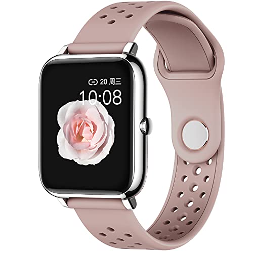 Cosbary Smart Watch for Women Men with Heart Rate Monitor Blood Pressure Blood Oxygen Monitor Sleep Tracker Fitness Watch Compatible with iPhone Android Phones (Pink)