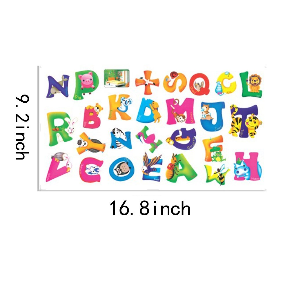 Adam Victor Removable Fun Educational Alphabet Wall Decals Kids Room Decorations Art Décor Stickers Nursery DIY PVC Decal Bathroom Sticker