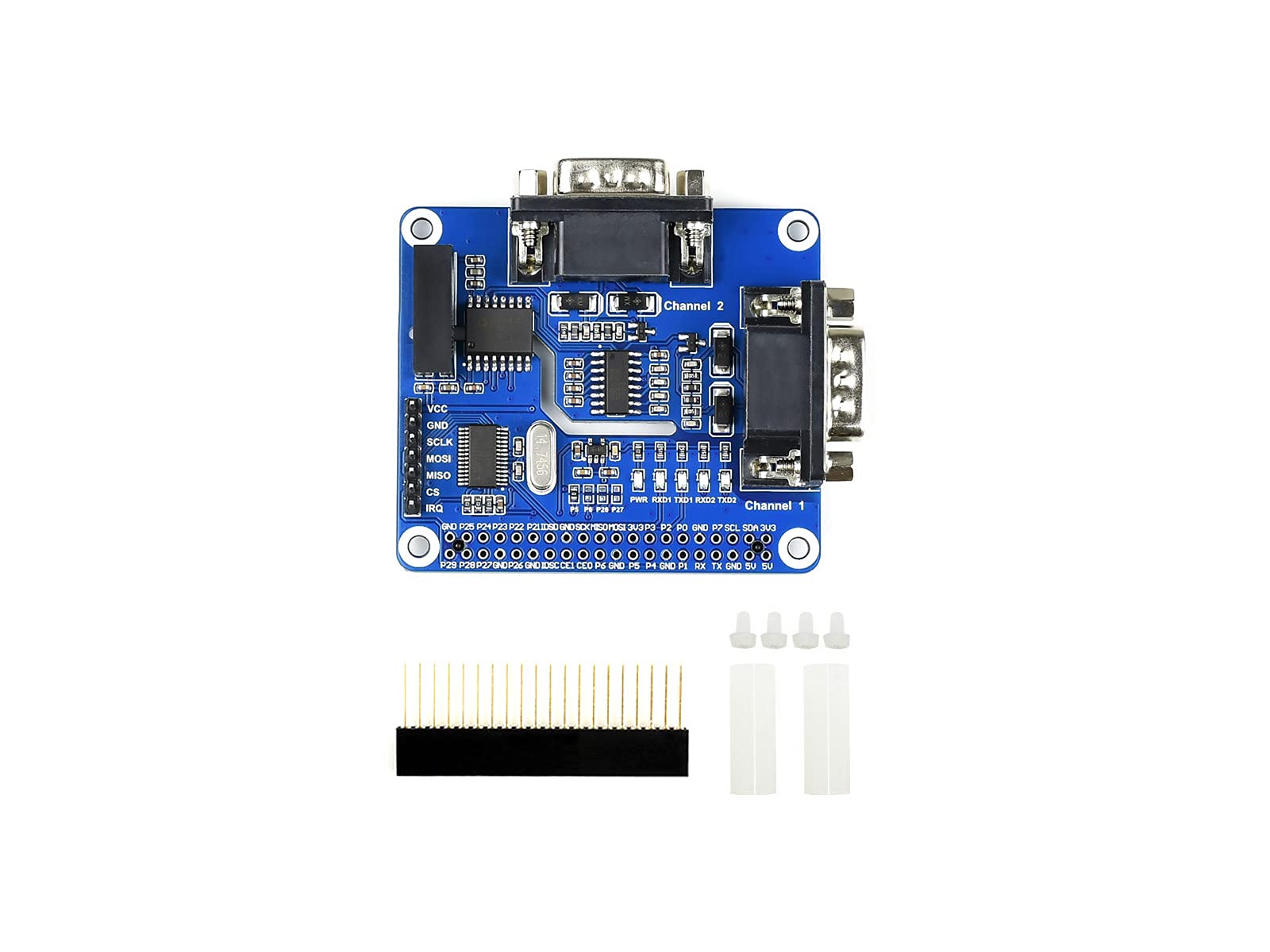 Waveshare 2-Channel Isolated RS232 Expansion HAT for Raspberry Pi SC16IS752+SP3232 with Protection Circuits Power Supply Isolation ADI Magnetical Isolation and TVS Diode