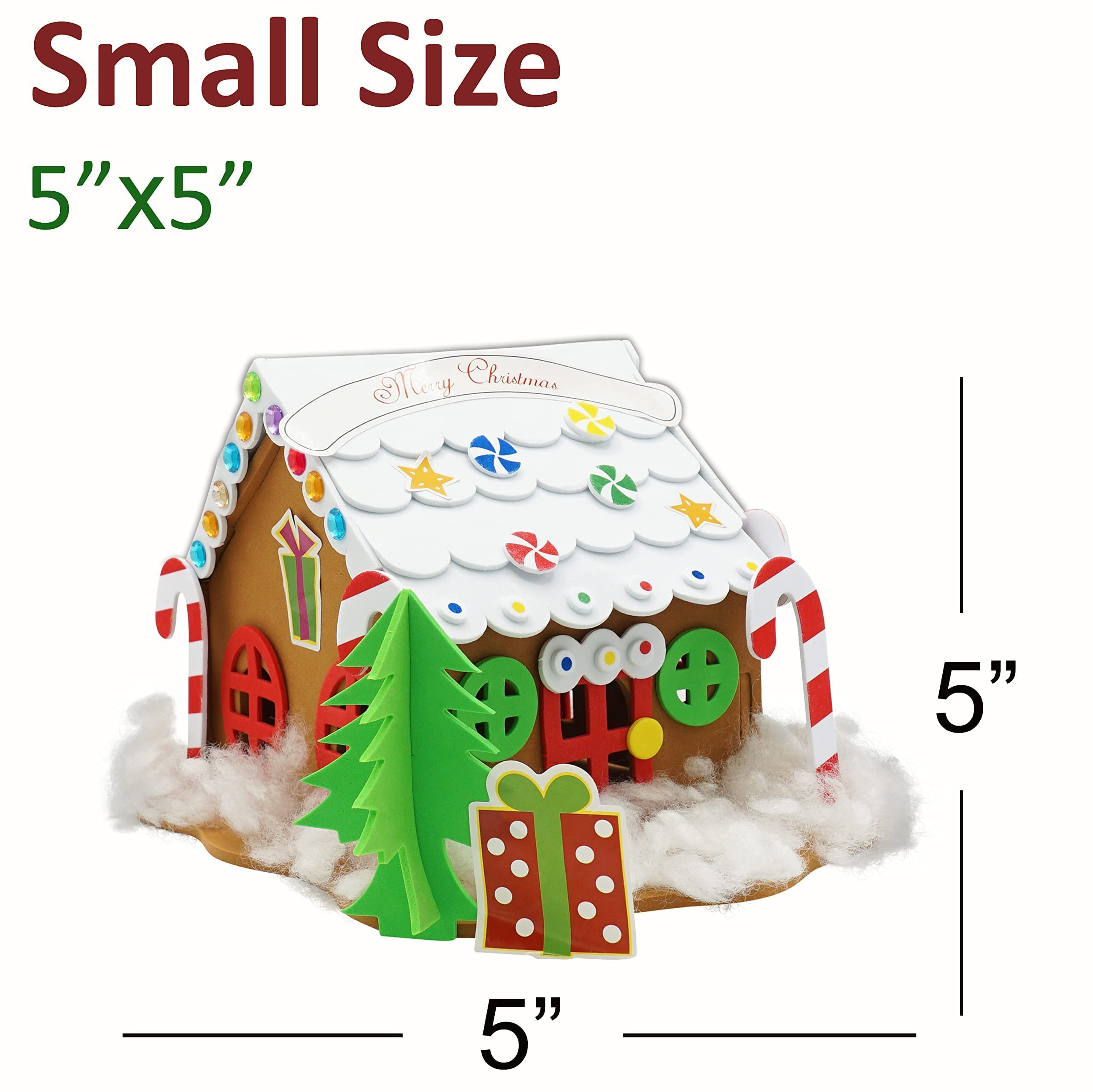 4E's Novelty Foam Gingerbread House Craft Kit (1 Pack) for Kids with Foam Stickers, Build & Decorate it Yourself DIY Christmas Crafts for Kids & Toddlers
