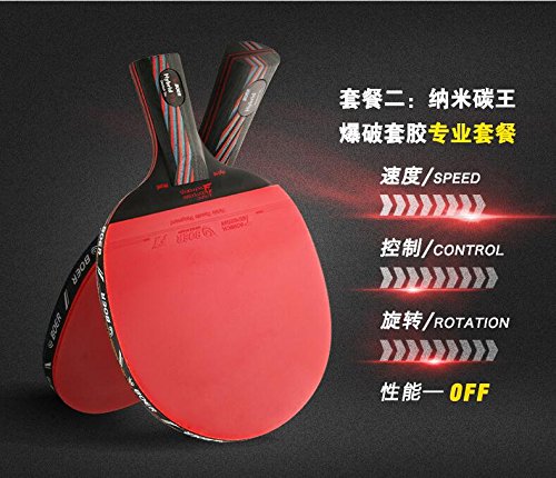 1pcs Black Carbon King 9.8 Training or Game Table Tennis Racket Ping Pong Paddle+1pcs Racquet Bag+3pcs Table Tennis+2Protective Film (TC2-SHORT)