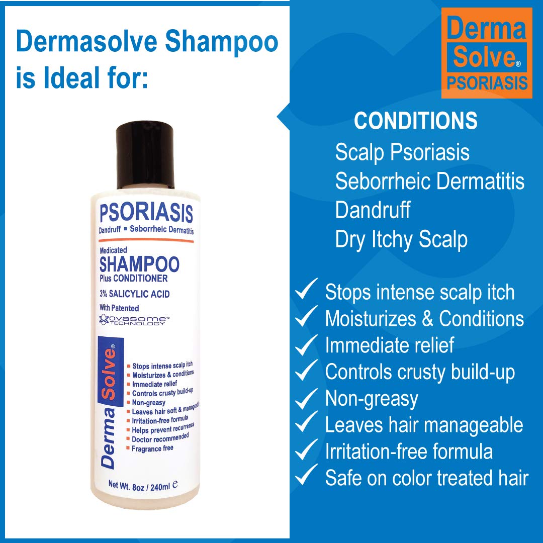 Psoriasis Shampoo and Leave-In Styling Spray Conditioner (Combo Pack) | Detangler for Sensitive Skin, Soothing Anti Dandruff, De-Flake, Dry Scalp Treatment for Seborrheic Dermatitis & Damaged Hair