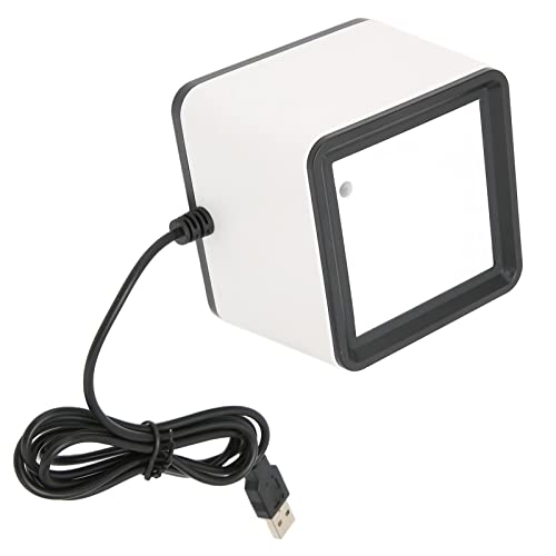 2D QR Barcode Scanner, Omnidirectional Desktop Automatic 1D Barcode Reader Big Scan Window to Read ID Card, Drivers License, Passport for Supermarket Library