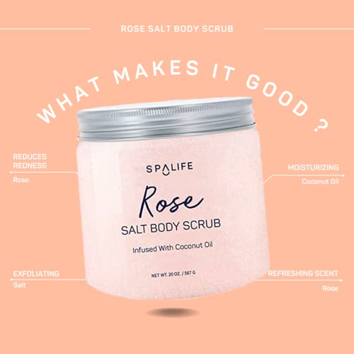 SpaLife Rose Salt Body Scrub Infused with Coconut Oil
