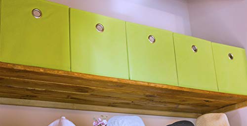 Amborido Storage Cubes Foldable Drawers Office Toys Room Organizer Cubby Clothes Fabric Kids Bins 6 Pack (Green)