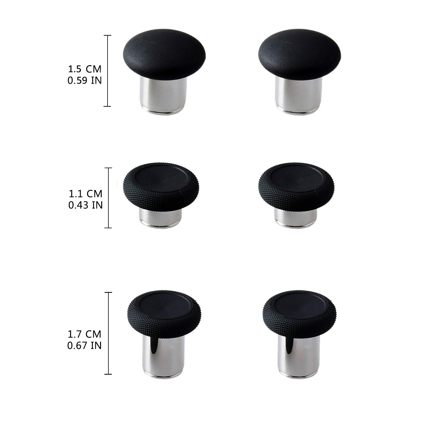 6 in 1 Thumbstick Grips Replacement Parts for Xbox One Elite Controller (Model 1698) - Black
