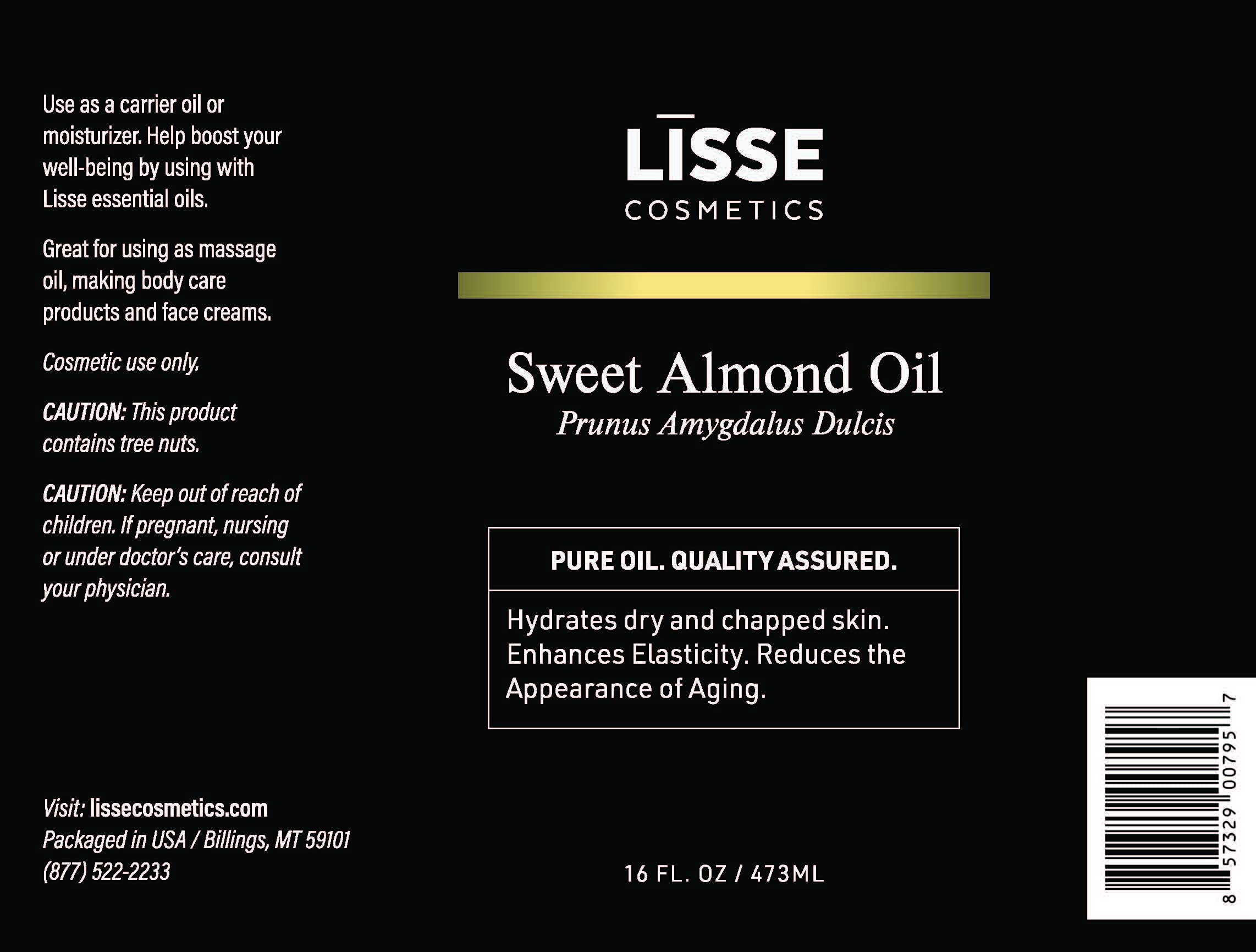 Lisse Cosmetic Grade - 100% Pure Sweet Almond Oil – Batch Tested and Third Party Verified – Unscented and Zero Additives