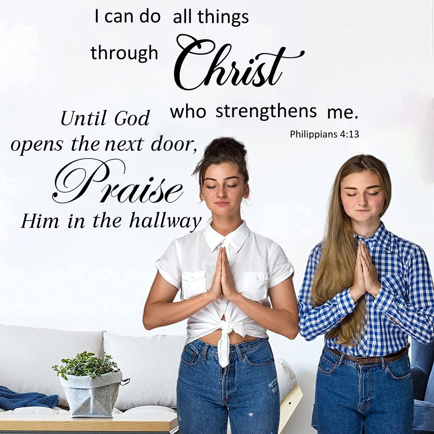 2 Sets Bible Verse Wall Decals Vinyl Inspirational Quotes Wall Decals Positive Saying Wall Stickers Christian Scripture Motivational Decal Religious Wall Decor for Women Family Home Bedroom