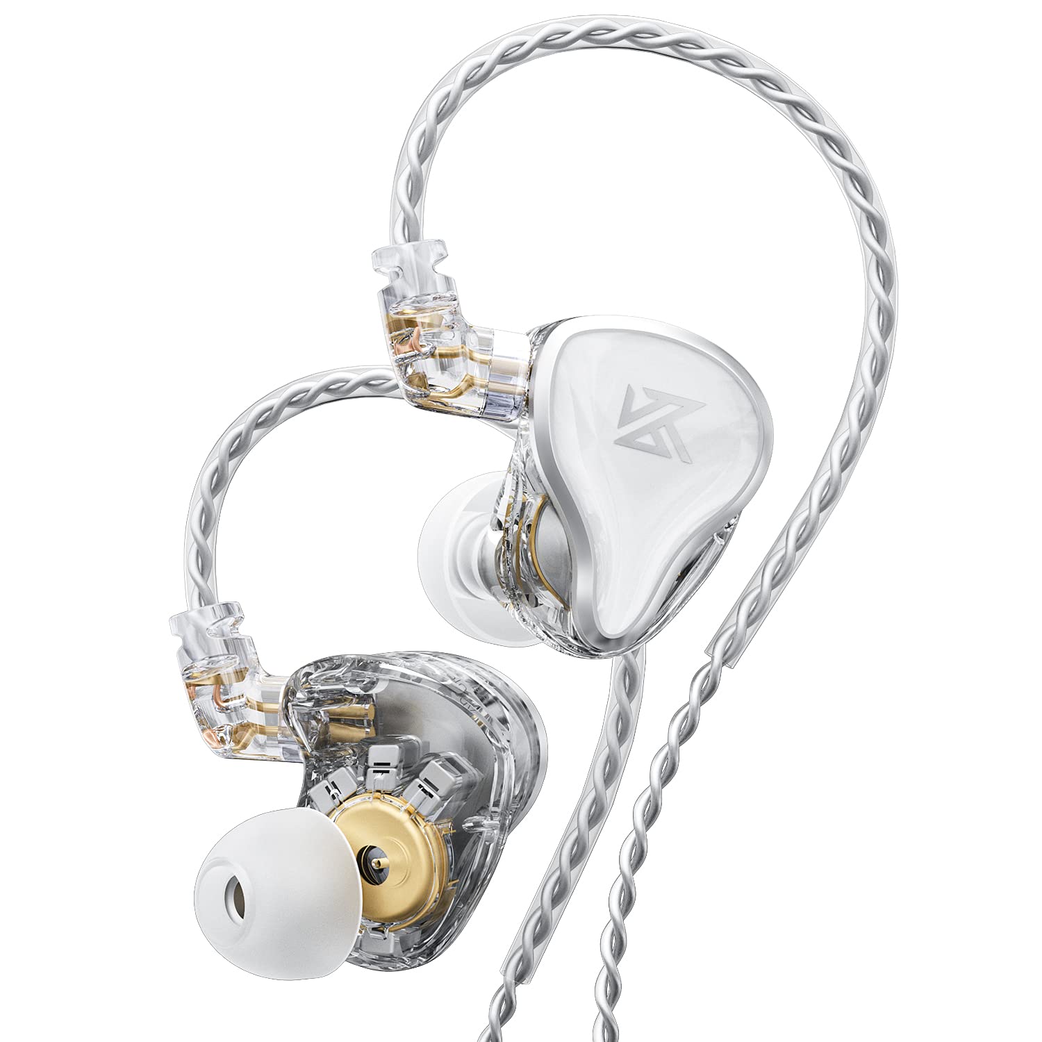 KZ ZAS in-Ear Headphones Wired, Headset Metal Frame, IEM Earphones,16-Unit Hybrid High-Frequency 7BA+10mm Dual DD HiFi Stereo Sound Earphones Noise Cancelling Earbuds(White, No Mic)