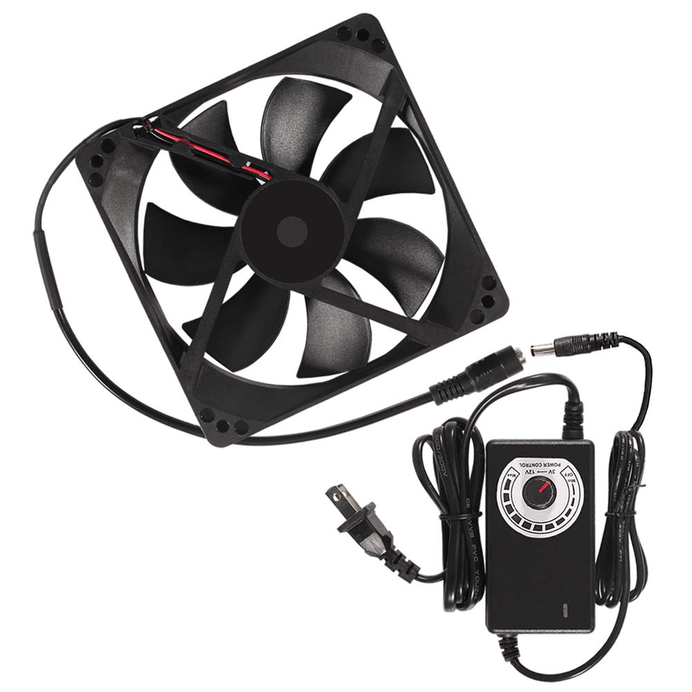 120mm x 25mm 110V 220V AC Powered Cooling Fan with Speed Controller 3V to 12V, 1225 AC 115V 120V 220V 240V for Cooling Ventilation Exhaust Projects, Receiver DVR Playstation Xbox Component Cooling