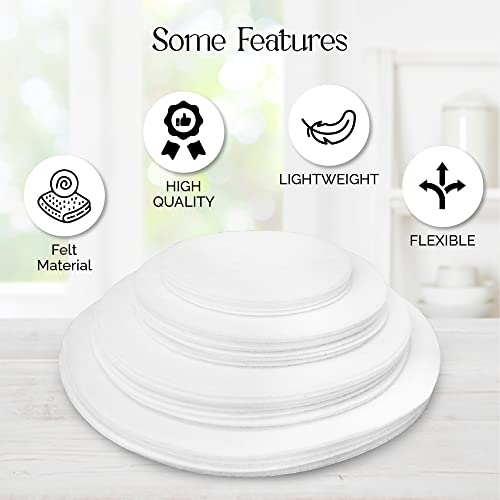 4 Sizes, 50 Pack Felt Plate Storage Divider for China/Glass/Pots White Large Thick and Soft Plate Separator Storage for Protecting and Stacking Porcelain Chinaware