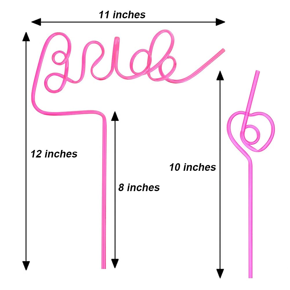 12 Pcs Reusable Bride Straws Bride Heart Shape Plastic Straws Bride to Be Straws for Bachelorette Bridal Shower Wedding Engagement Party Decorations Supplies