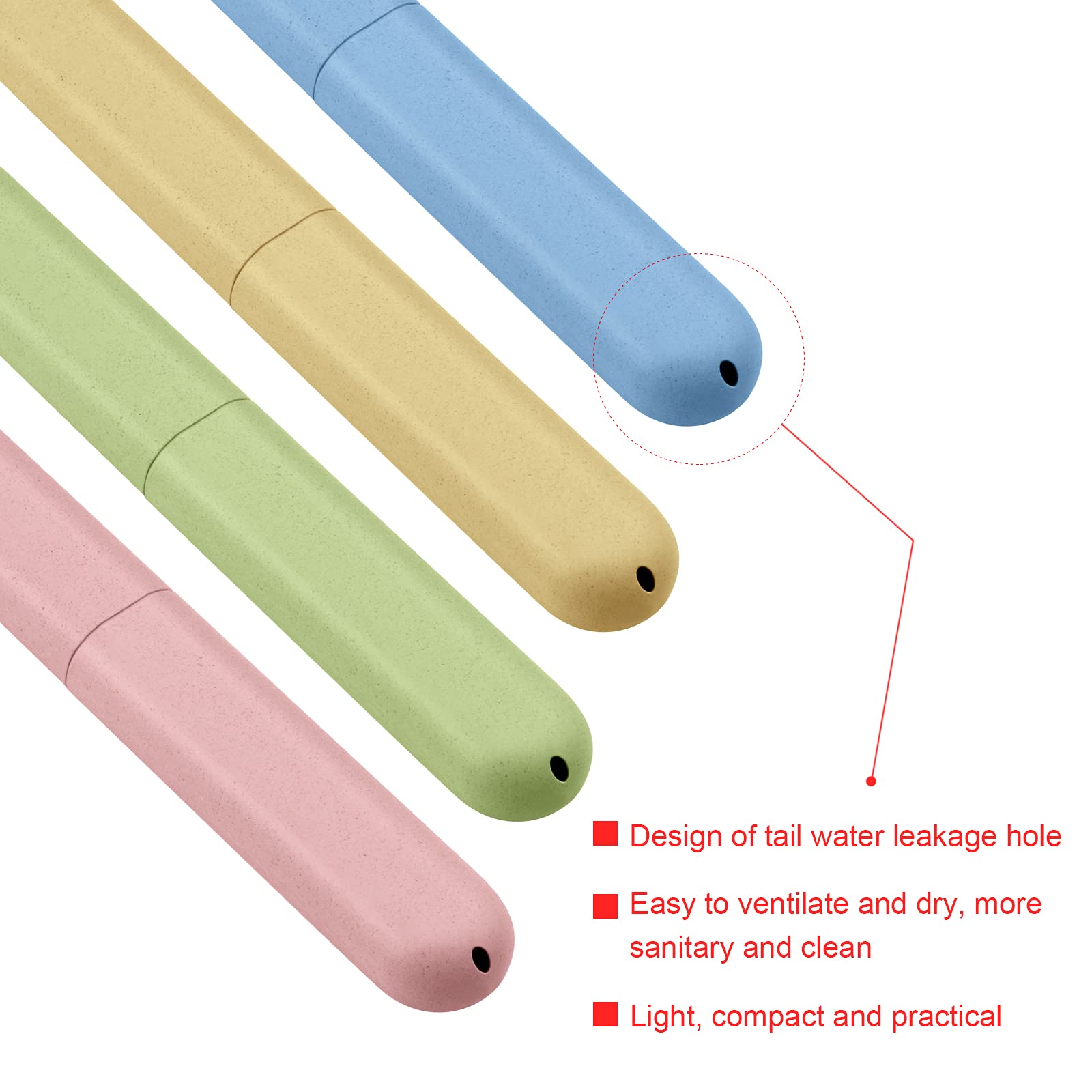 Oomcu Pack of 8 Travel Toothbrush Case, 4 Color Toothbrush Case Holder Portable Breathable Toothbrush Storage for Home, Camping, School, Travel