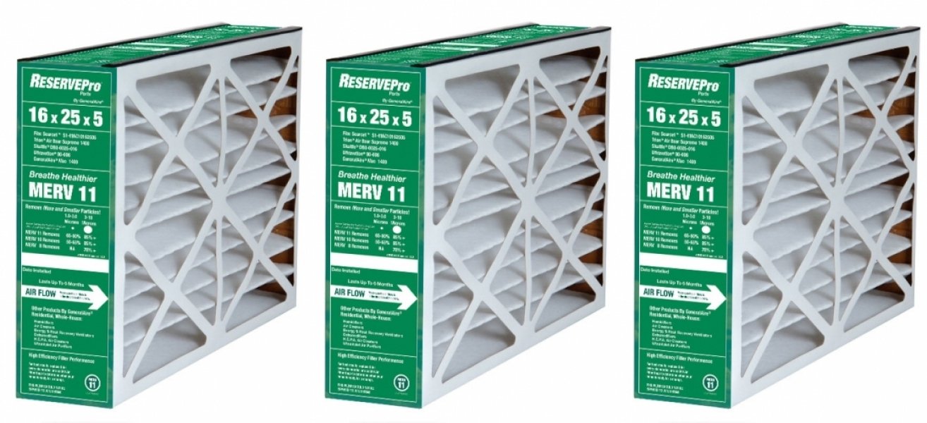 3-Pk ReservePro 4511 Air Filter - 16x25x5- Actual Size= 15 5/8 x 24 3/16 x 4 15/16- MEASURE CAREFULLY BEFORE ORDERING !