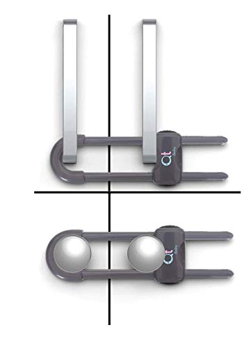 QT BABY Baby Proofing Cabinet Locks | Adjustable U Shaped Baby Safety Latches for Drawers, Fridge, Closet |Modern Baby Proofing Cabinet Lock with Extra Secure Lock Buttons (Pack of 4)