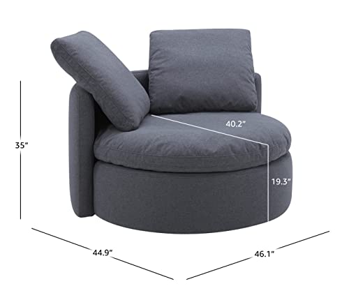 Amazon Brand β Stone & Beam Alende Deep Swivel Living Room Accent Chair, 46''W, Graphite Grey