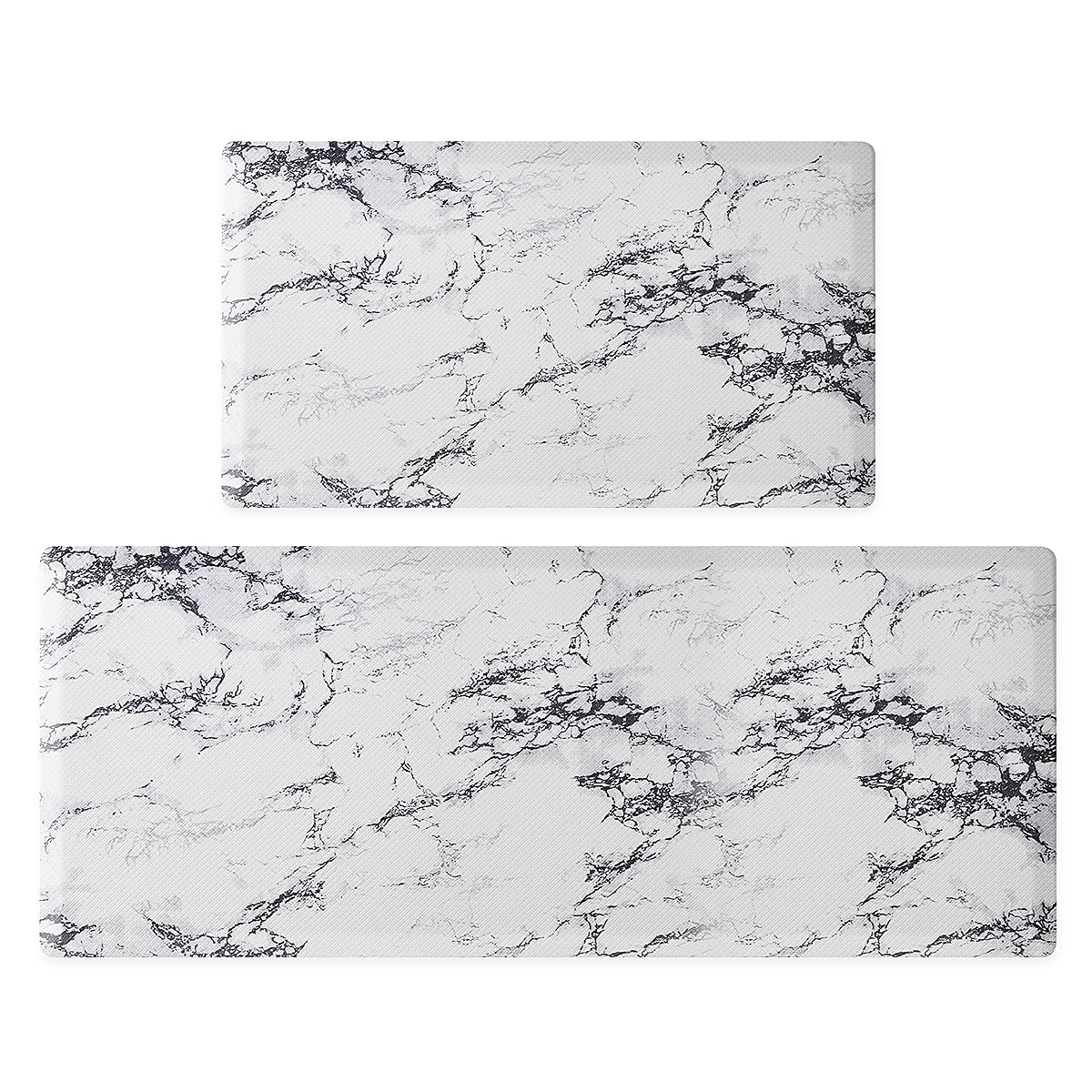 Asvin Kitchen Mat Set of 2 Pieces, Anti Fatigue Cushioned Kitchen Rug for Floor, Non-Slip PVC Waterproof Heavy Duty Sink Mat for Home, Office, Laundry, 17"x30"+17"x47"