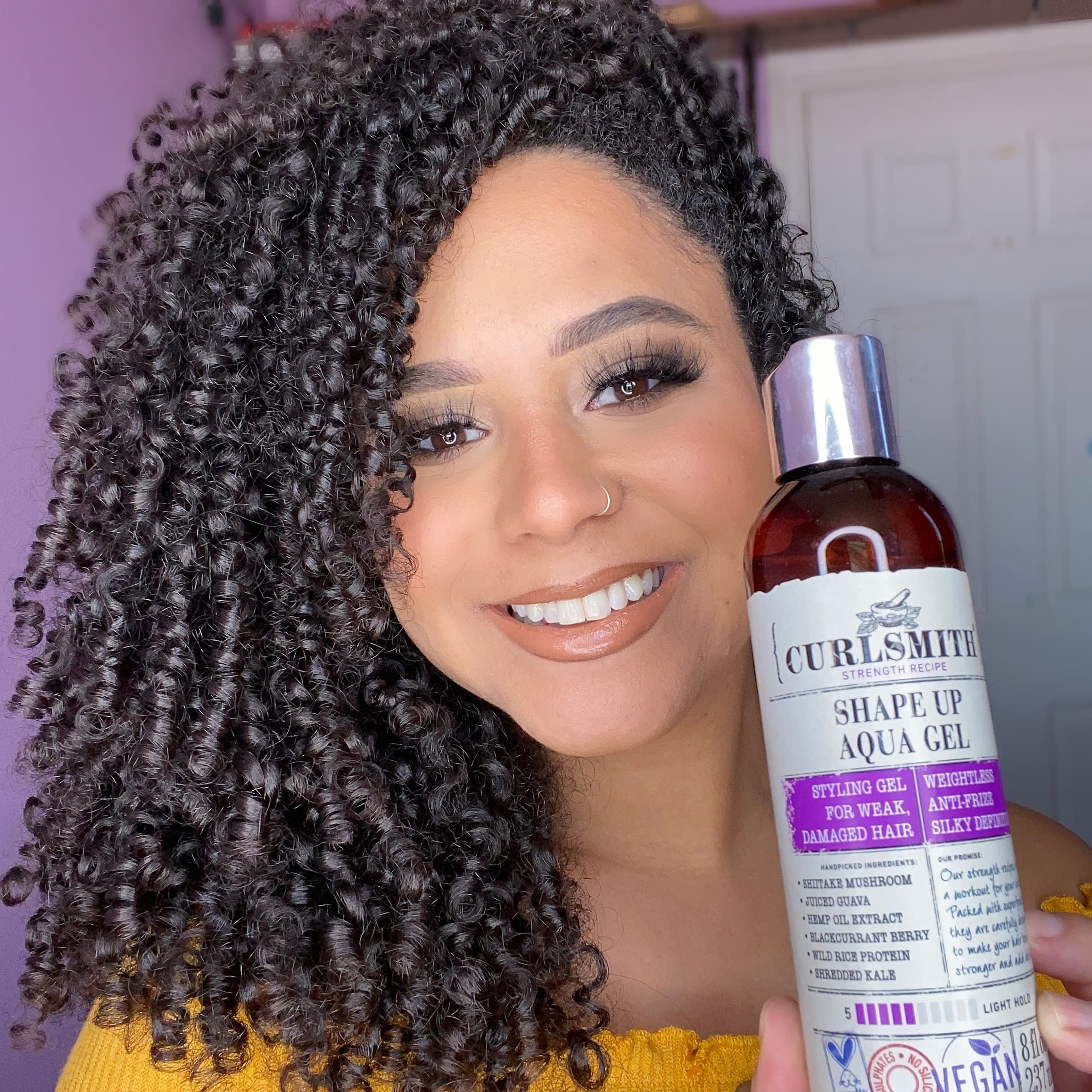 CURLSMITH – Shape Up Aqua Gel, Lightweight Styling Gel with Proteins for Damaged Hair (8 fl oz)