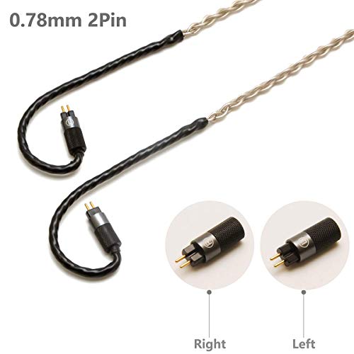 GUCraftsman 0.78mm 2Pin 6N Single Crystal Silver 2.5mm/4.4mm Balance Earphone Upgrade Cable for Oriolus Audeze iSINE20 LCDi3 64audio A12t TIA RE2000 Legend X Billie Vision VE6 DUNU SA6 (4.4mm Plug)