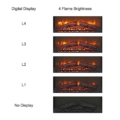 23 inch Electric Fireplace Insert, Ultra Thin Heater with Log Set & Realistic Flame, Remote Control with Timer, Overheating Protection