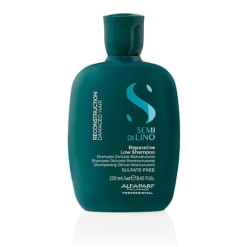Alfaparf Milano Semi Di Lino Reconstruction Reparative Shampoo for Damaged Hair - Color Safe, Hydrating Shampoo for Dry Hair - Restores Fiber & Elasticity - Sulfate & Paraben Free - Vegan (8.45 oz)