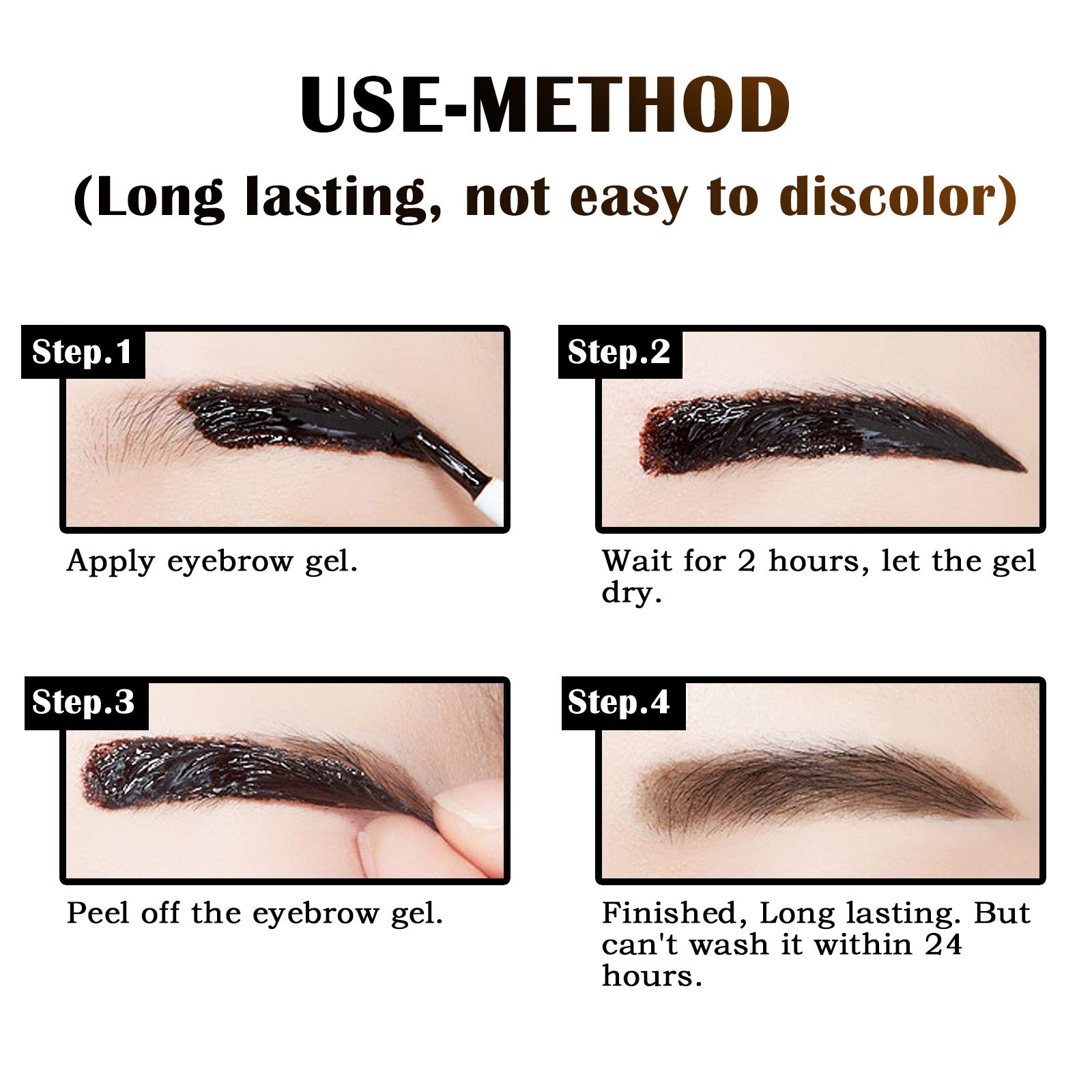 LOKFAR 2 Pcs Natural Eye-Brow Gel Long-Lasting Waterproof Peel Off Tattoo Brow Makeup, For All Types of Eyebrows (Brown)