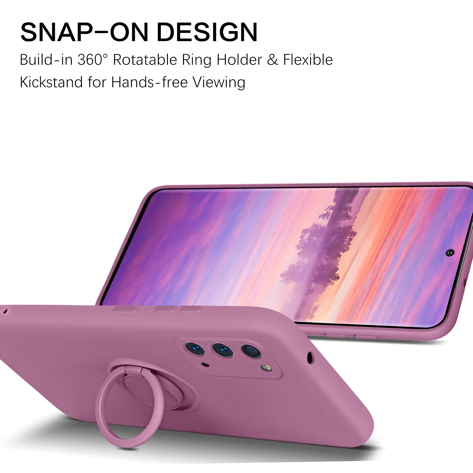 BENTOBEN for Galaxy S20 Case, Phone Case Samsung S20 5G 2020,Slim Silicone Ring Holder Kickstand Support Car Mount Soft Rubber Hybrid Hard Protection Shockproof Bumper Girl Women Cover, Deep Purple