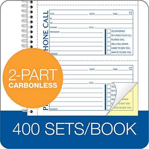 Adams Message Book/Phone Call, Carbonless Duplicate, 5.50 x 11 Inches, 400 Sets per Book (SC1154D), White/Canary (SC1154-5D)