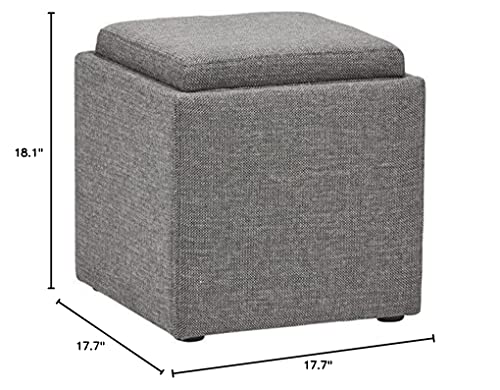 Amazon Brand – Rivet Ross Modern Tweed Lift-Top Storage Ottoman Pouf, 17.7"W, Grey Storm