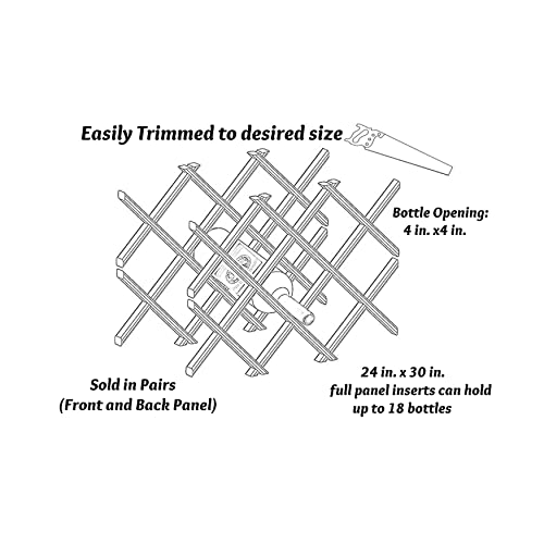 18-Bottle Trimmable Wine Rack Lattice Panel Inserts in Unfinished Solid North American Hard Maple