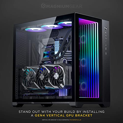 MagniumGear (MG-NE620QI_DBK02) NEO Qube 2 IM, Dual Chamber ATX Mid-Tower, Digital-RGB Infinity Mirror Front Panel, Front I/O USB Type C, Tempered Glass Panels, Black