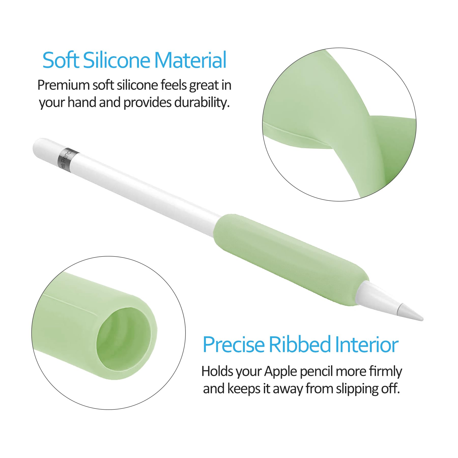 KELIFANG Silicone Ergonomic Grip Holder 3 Pack Compatible with Apple Pencil 1st, 2nd Generation & Pencil (USB-C), Apple Pencil Pro 2024, Protective Sleeve Cover Case Accessories(Pink, White, Green)