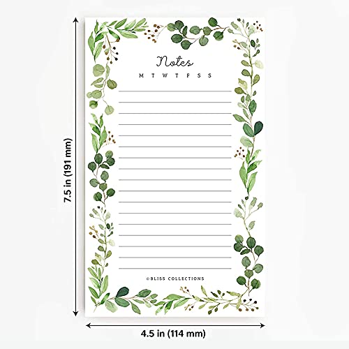 Bliss Collections to Do List Notepad, Greenery, Magnetic Weekly and Daily Planner for Organizing and Tracking Grocery Lists, Appointments, Ideas, Reminders, Priorities and Notes, 4.5"x7" (50 Sheets)