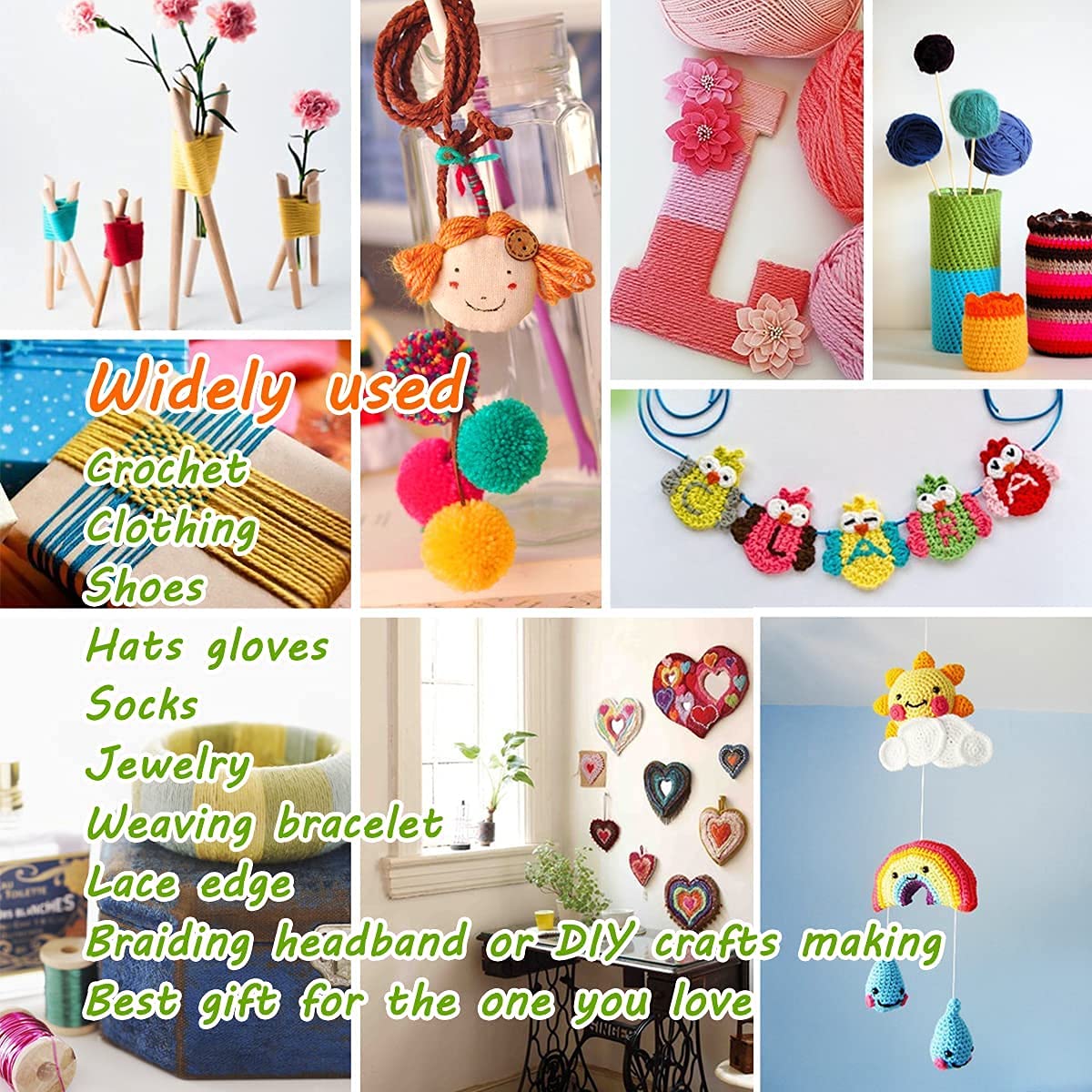 12 Colors Cotton Size 3 Crochet Thread Craft Yarn for Knitting and Crochet Perfect Beginner Kit