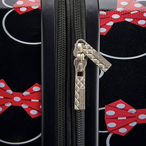 American Tourister Disney Hardside Luggage with Spinner Wheels, Black,White,Red/Minnie Mouse Head Bow, Carry-On 21-Inch