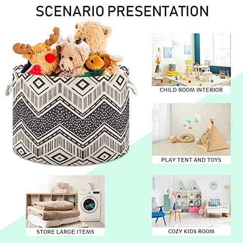 ALAZA Geometric Ethnic Striped Pattern Gypsy Mexican Folk Storage Basket Gift Baskets Large Collapsible Laundry Hamper with Handle, 20x20x14 in
