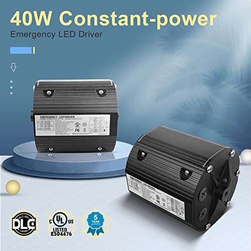 40W LED Emergency Backup Battery for UFO High Bay Light, Suitable for Dimmable Emergency LED Driver, Emergency Time 90 Minutes, AC Input 100-347V Output DC170V, UL Certified 5 Years Warranty (1-Pack)
