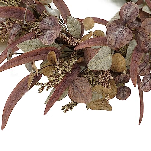 20" Fall Wreath for Front Door, Fall Leaves and Grain Wreath, Harvest Ear Wheat Wreath for Front Door Wedding Wall Home Thanksgiving Decoration Farmhouse Decoration